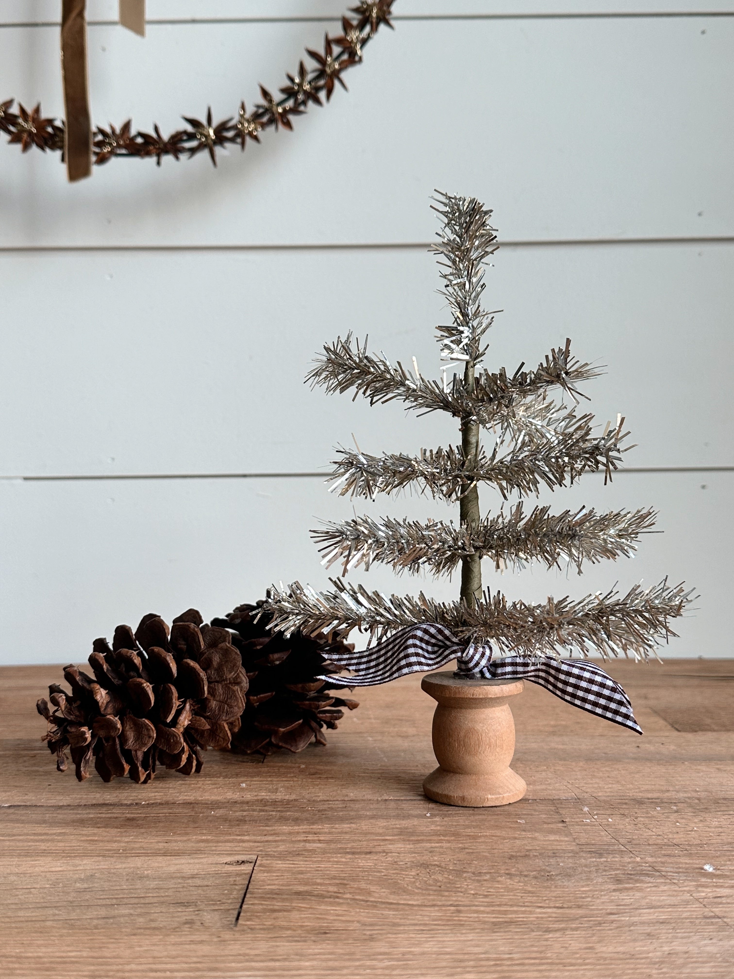 Vintage Wood Spool Tinsel Tree